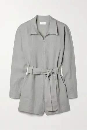RIVET Utility + Net Sustain Trendsetter Linen Playsuit - Gray
