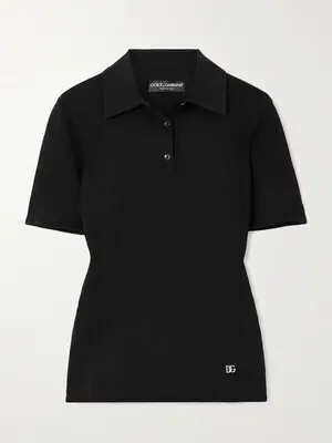 Dolce & Gabbana Appliquéd Jersey Polo Shirt