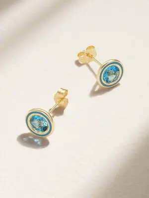 Alison Lou Madison Topaz And Enamel Earrings - Blue