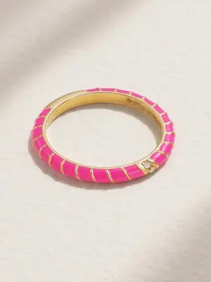 Yvonne Léon 9-karat Gold, Enamel And Diamond Ring - Pink