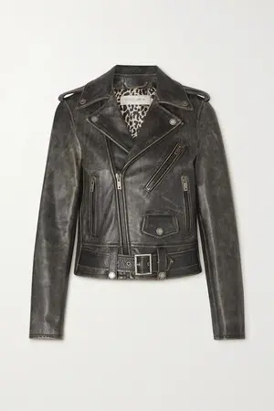 GOLDEN GOOSE Belted Distressed Leather Jacket