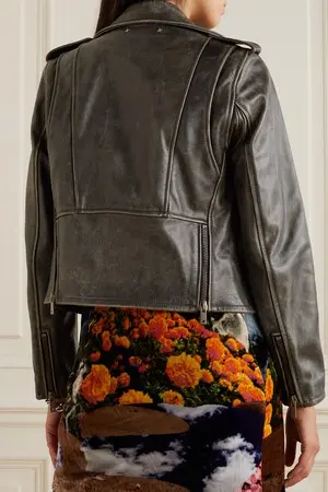 GOLDEN GOOSE Belted Distressed Leather Jacket