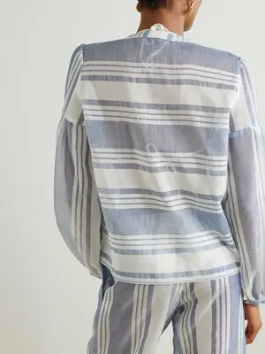 ADMONA Aisha Embellished Striped Gauze Shirt