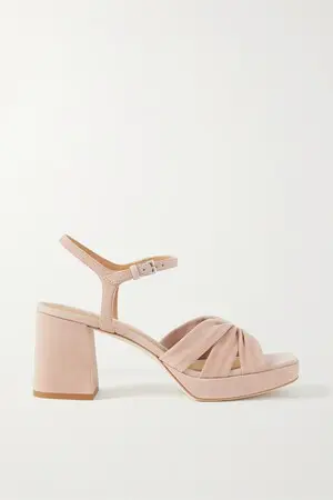 REFORMATION Maize Ruched Suede Platform Sandals