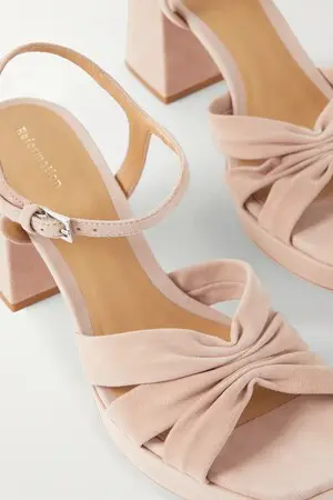 REFORMATION Maize Ruched Suede Platform Sandals