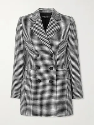 Dolce & Gabbana Double-breasted Houndstooth Wool-blend Blazer