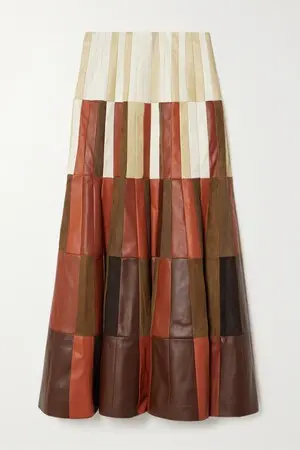 Gabriela Hearst Mayita Patchwork Leather Skirt