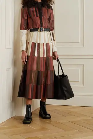 Gabriela Hearst Mayita Patchwork Leather Skirt