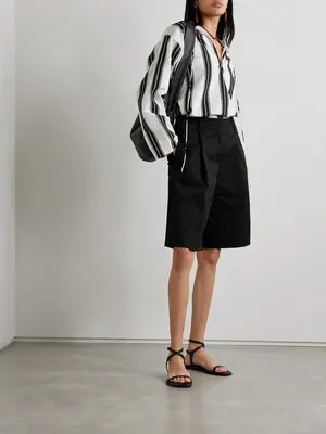 Matteau Pleated Organic Cotton-blend Twill Shorts