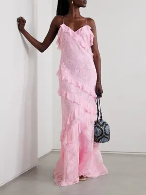 LoveShackFancy Rialto Georgette-trimmed Lace Maxi Dress
