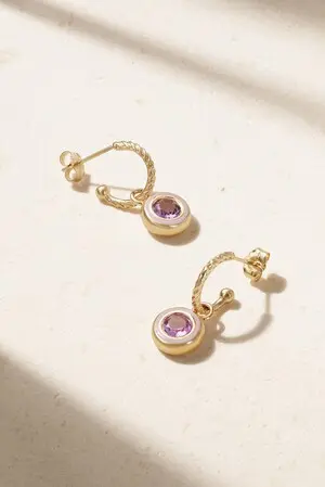 Alison Lou Madison 14-karat Gold Amethyst And Enamel Earrings - Purple