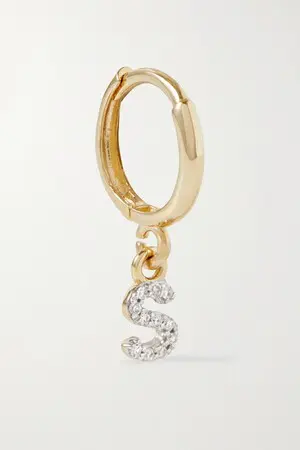 STONE AND STRAND Initial Diamond Earring