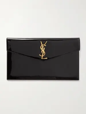 Saint Laurent Uptown Patent-leather Pouch - Black