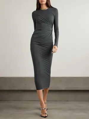 Alex Perry Twist-front Crepe-jersey Midi Dress