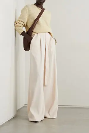 Lafayette 148 New York Jagger Belted Wool And Silk-blend Twill Wide-leg Pants