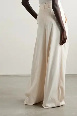 Lafayette 148 New York Jagger Belted Wool And Silk-blend Twill Wide-leg Pants