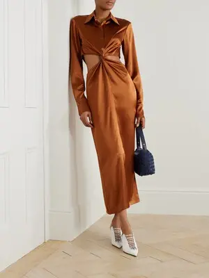 Galvan Hock Twist-front Cutout Maxi Dress