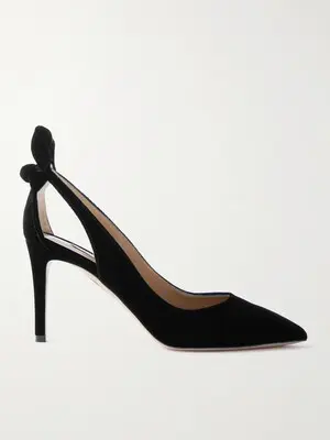 AQUAZZURA Bow Tie 85 Velvet Pumps