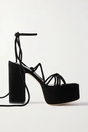 Paris Texas Malena 130 Suede Platform Sandals - Black