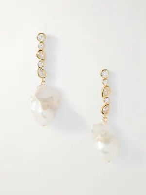 Completedworks Recycled Vermeil, Pearl And Zirconia Drop Earrings - Gold