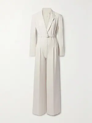 Norma Kamali Belted Pleated Jumpsuit - Neutrals