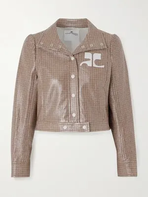 COURREGES Reedition Cropped Appliquéd Checked Jacket