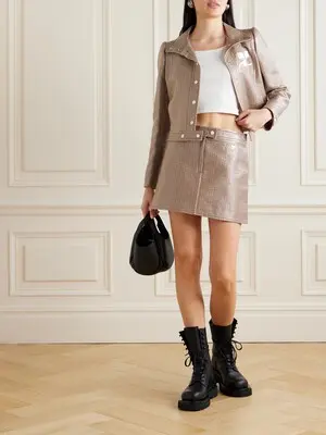 COURREGES Reedition Cropped Appliquéd Checked Jacket