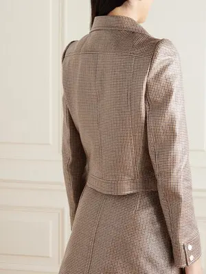 COURREGES Reedition Cropped Appliquéd Checked Jacket