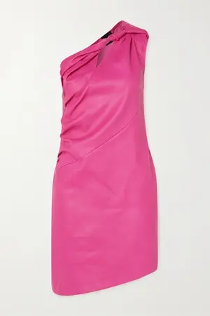 Givenchy One-shoulder Cutout Twisted Leather Mini Dress