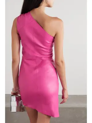 Givenchy One-shoulder Cutout Twisted Leather Mini Dress