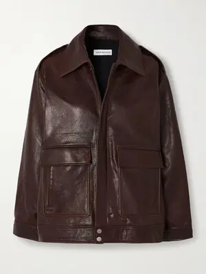 Nour Hammour Drey Textured-leather Jacket - Brown