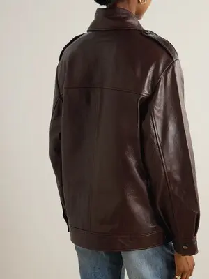 Nour Hammour Drey Textured-leather Jacket - Brown