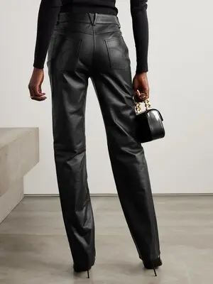 Versace Leather Straight-leg Trousers