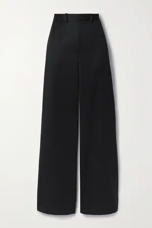 GRACE LING Cutout Wool-gabardine Wide-leg Trousers