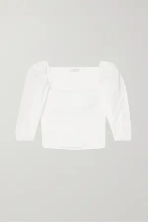 Vince Cropped Cotton-poplin Blouse - White