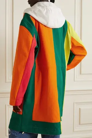 Loewe Hooded Color-block Coated-denim Parka