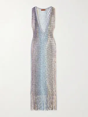Missoni Mare Fringed Metallic Crochet-knit Coverup - Multi