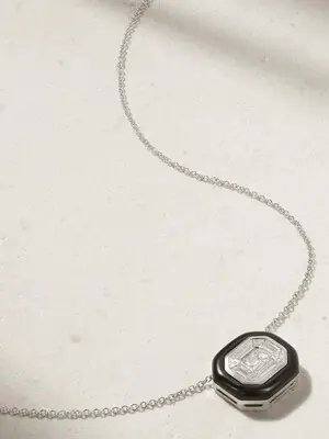 Nikos Koulis Oui 18-karat White Diamond And Enamel Pendant Necklace - Gold