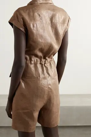 Brunello Cucinelli Metallic Linen-twill Playsuit