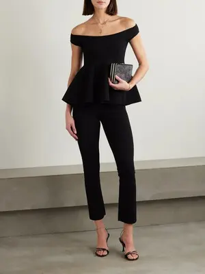 Altuzarra Simone Off-the-shoulder Ribbed-knit Peplum Top