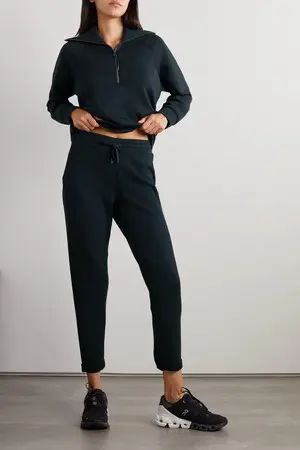 Spanx Air Essentials Stretch-jersey Tapered Sweatpants - Black