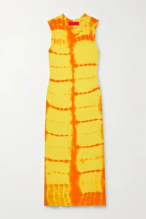 THE ELDER STATESMAN Tie-dyed Cotton And Cashmere-blend Jersey Midi Dress - Yellow
