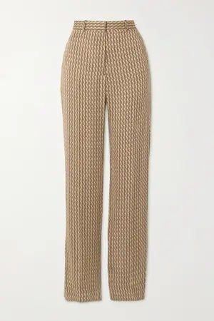 Victoria Beckham Printed Twill Straight-leg Trousers