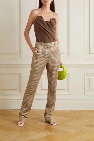 Victoria Beckham Printed Twill Straight-leg Trousers
