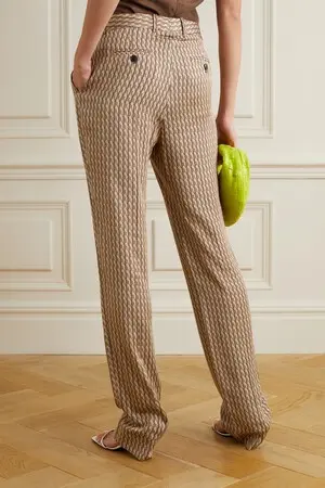 Victoria Beckham Printed Twill Straight-leg Trousers