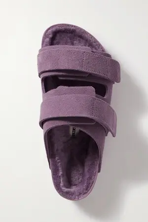 BIRKENSTOCK Tekla Uji Shearling-lined Suede Sandals - Purple