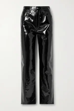 AGOLDE 90s Pinch Waist Recycled Patent Leather-blend Straight-leg Pants - Black