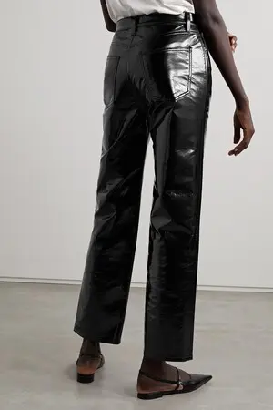 AGOLDE 90s Pinch Waist Recycled Patent Leather-blend Straight-leg Pants - Black