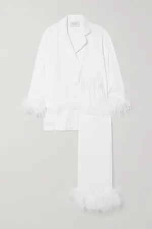 Sleeper Feather-trimmed Twill Pajama Set