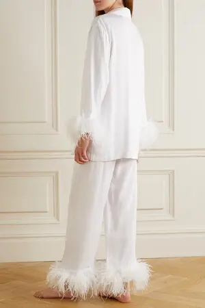 Sleeper Feather-trimmed Twill Pajama Set